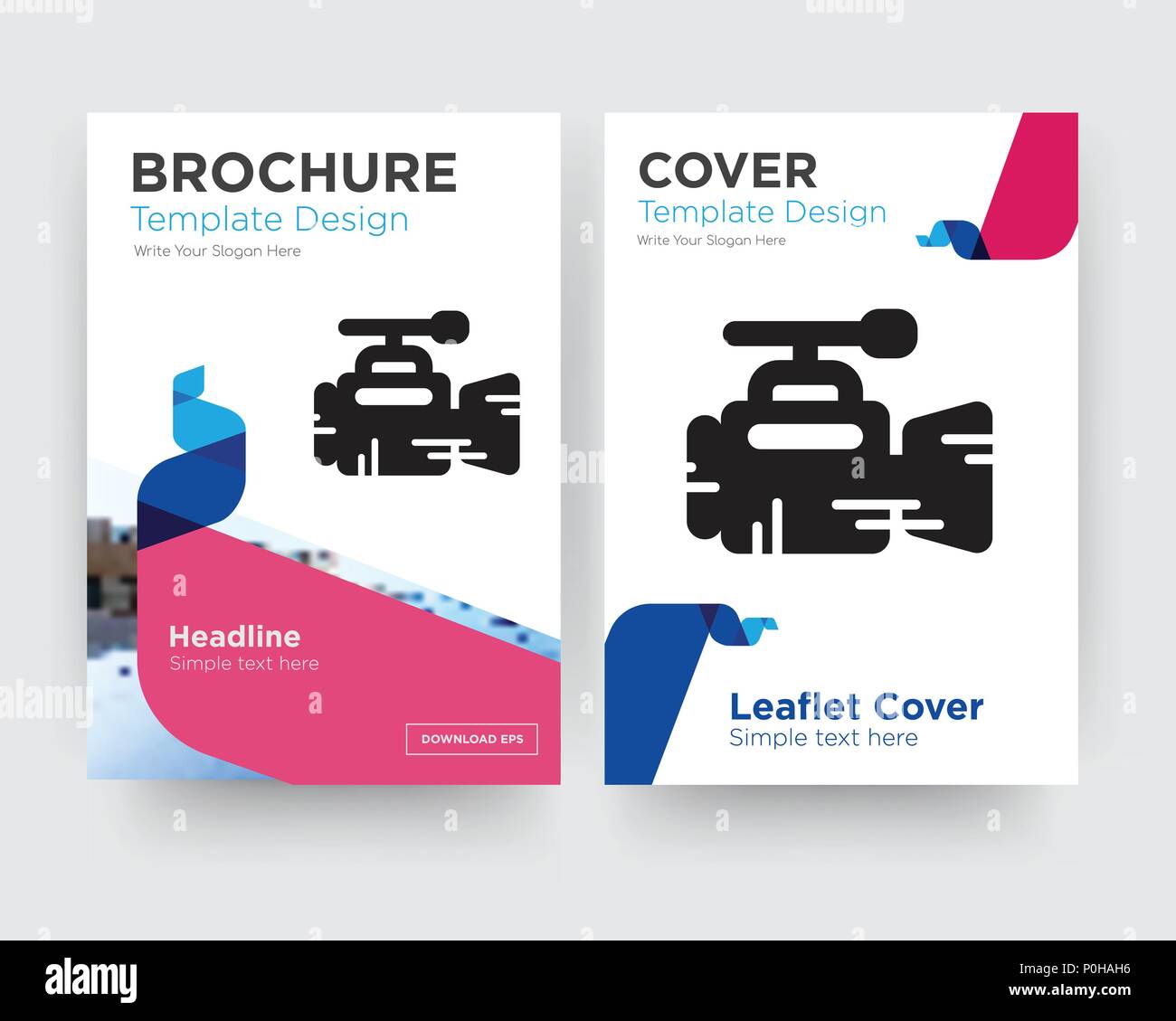 Video camera brochure flyer design template with abstract photo ...
