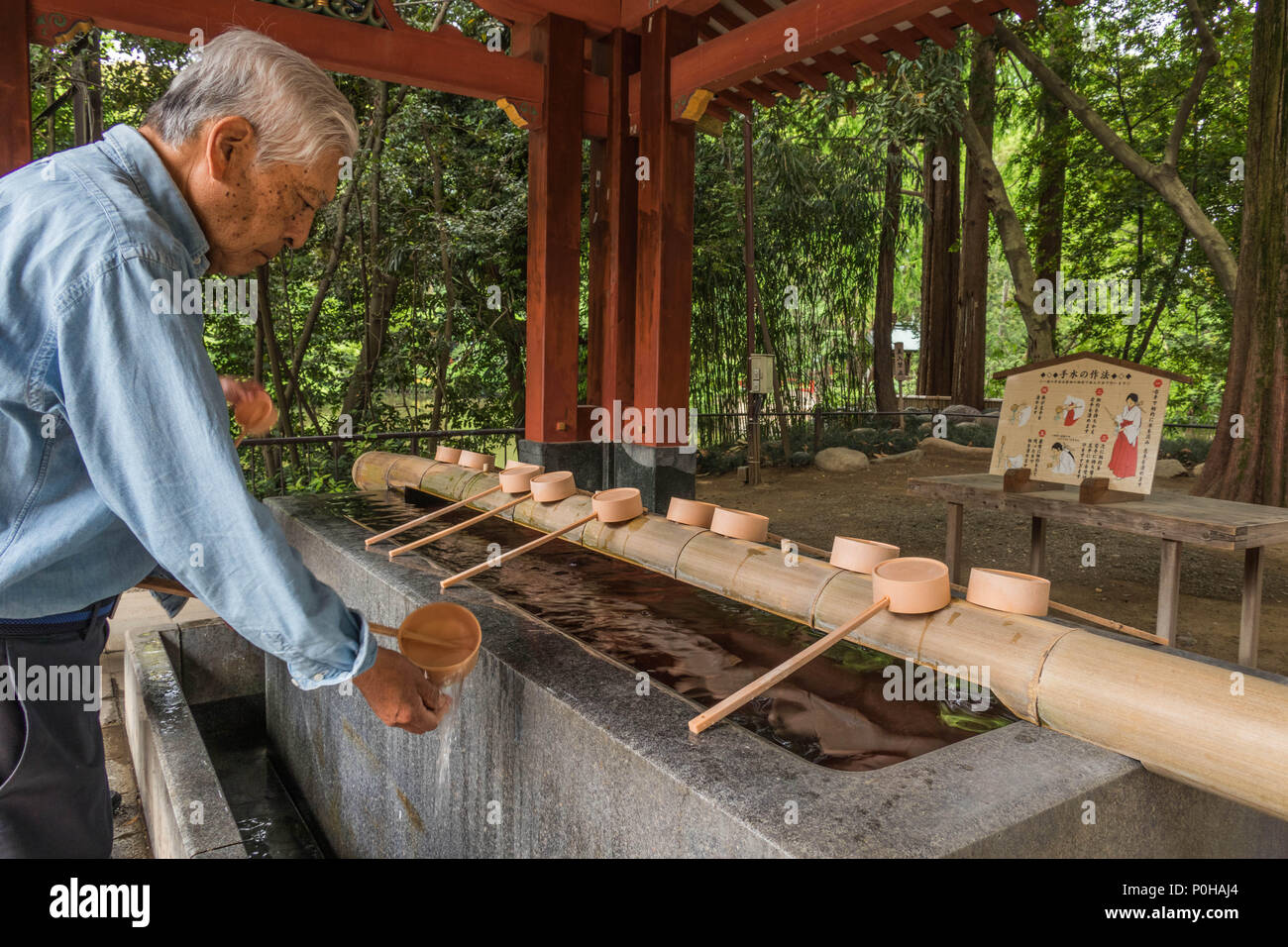 Before entering a shinto shrine visitors purify themselves with water ...