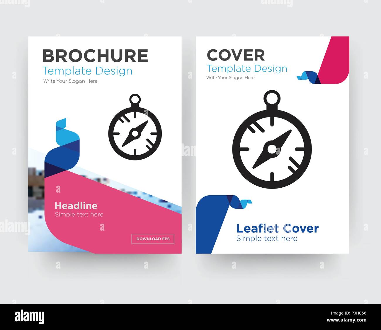 Compass brochure flyer design template with abstract photo background ...