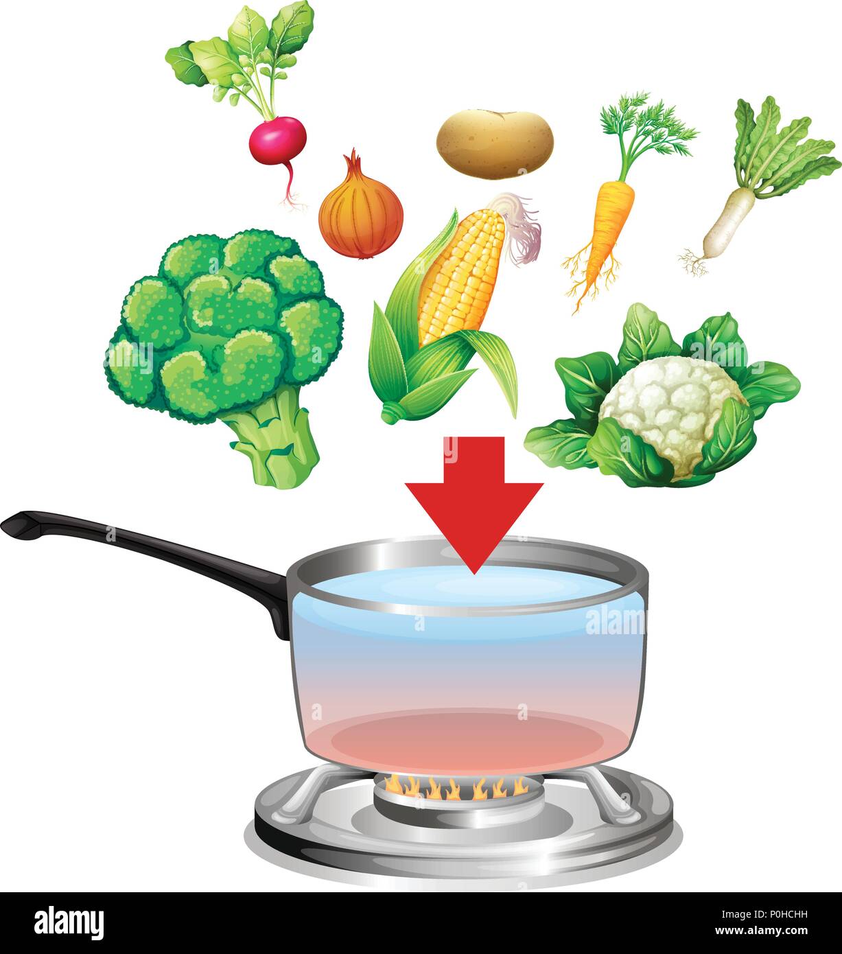 Vegetables going into a pot illustration Stock Vector Image & Art - Alamy