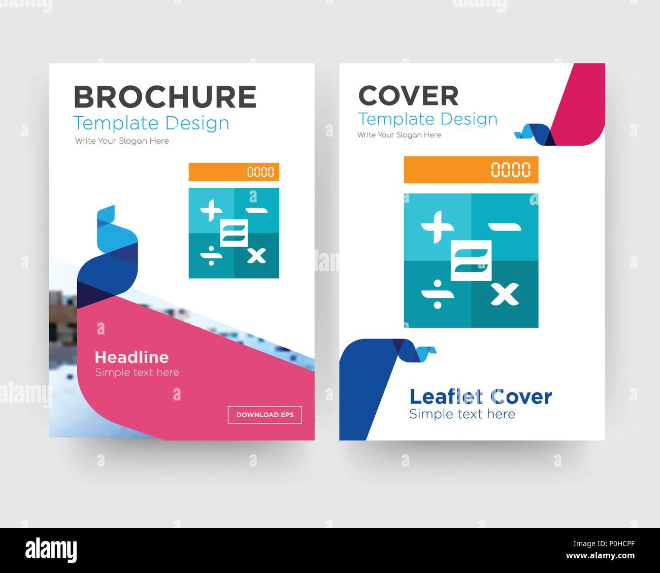 calculator brochure flyer design template with abstract photo ...