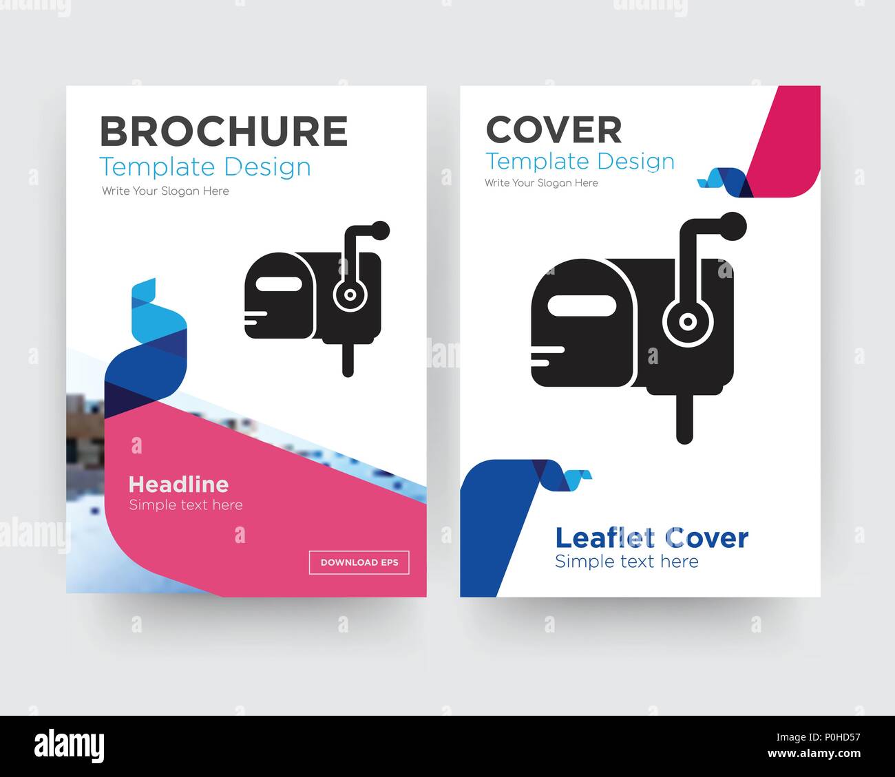 Mailbox brochure flyer design template with abstract photo background ...