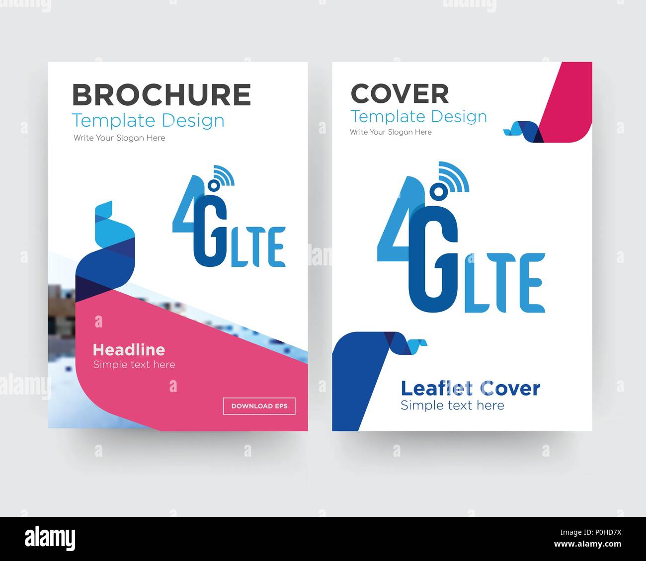 4g lte brochure flyer design template with abstract photo background ...