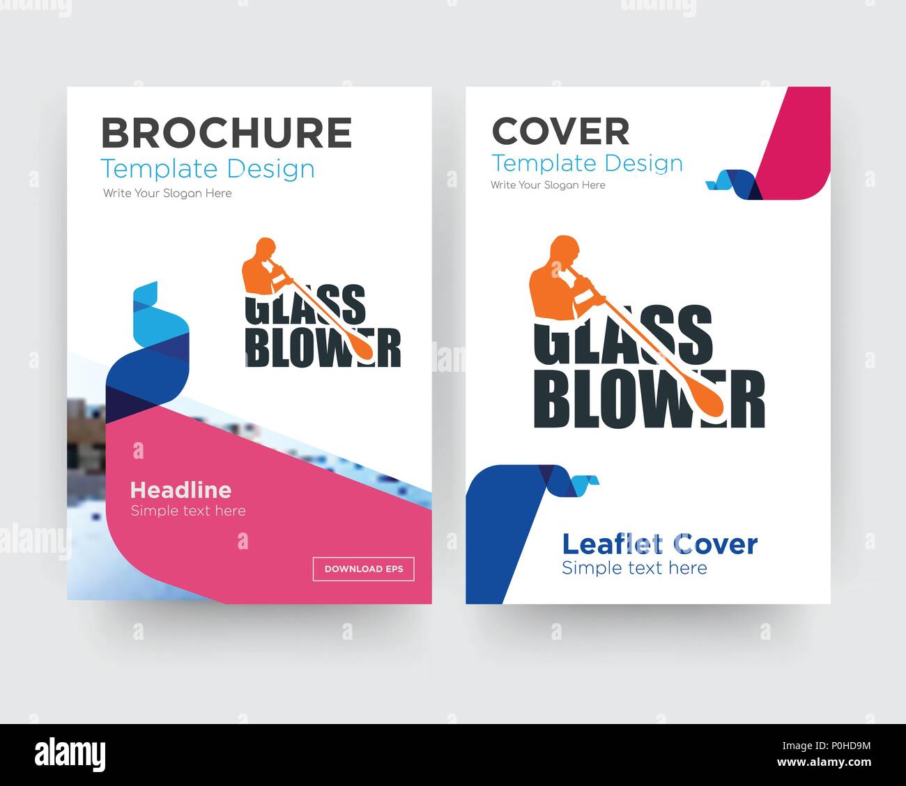 glass blower brochure flyer design template with abstract photo ...