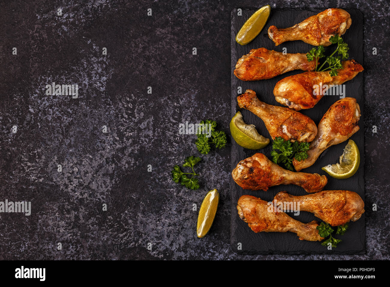 Fried chicken legs, top view, copy space Stock Photo - Alamy
