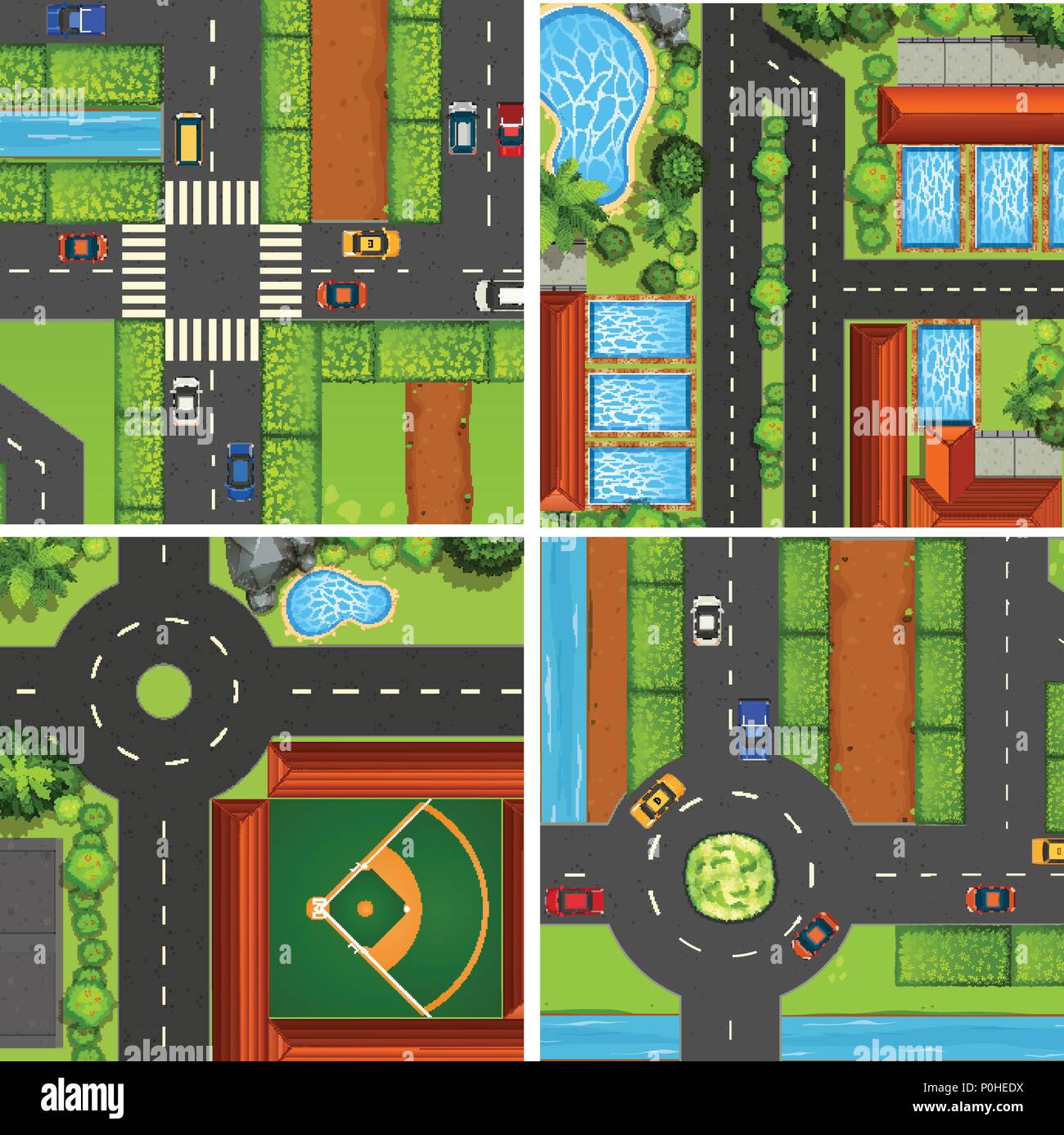 Aerial view city highway Stock Vector Images - Alamy