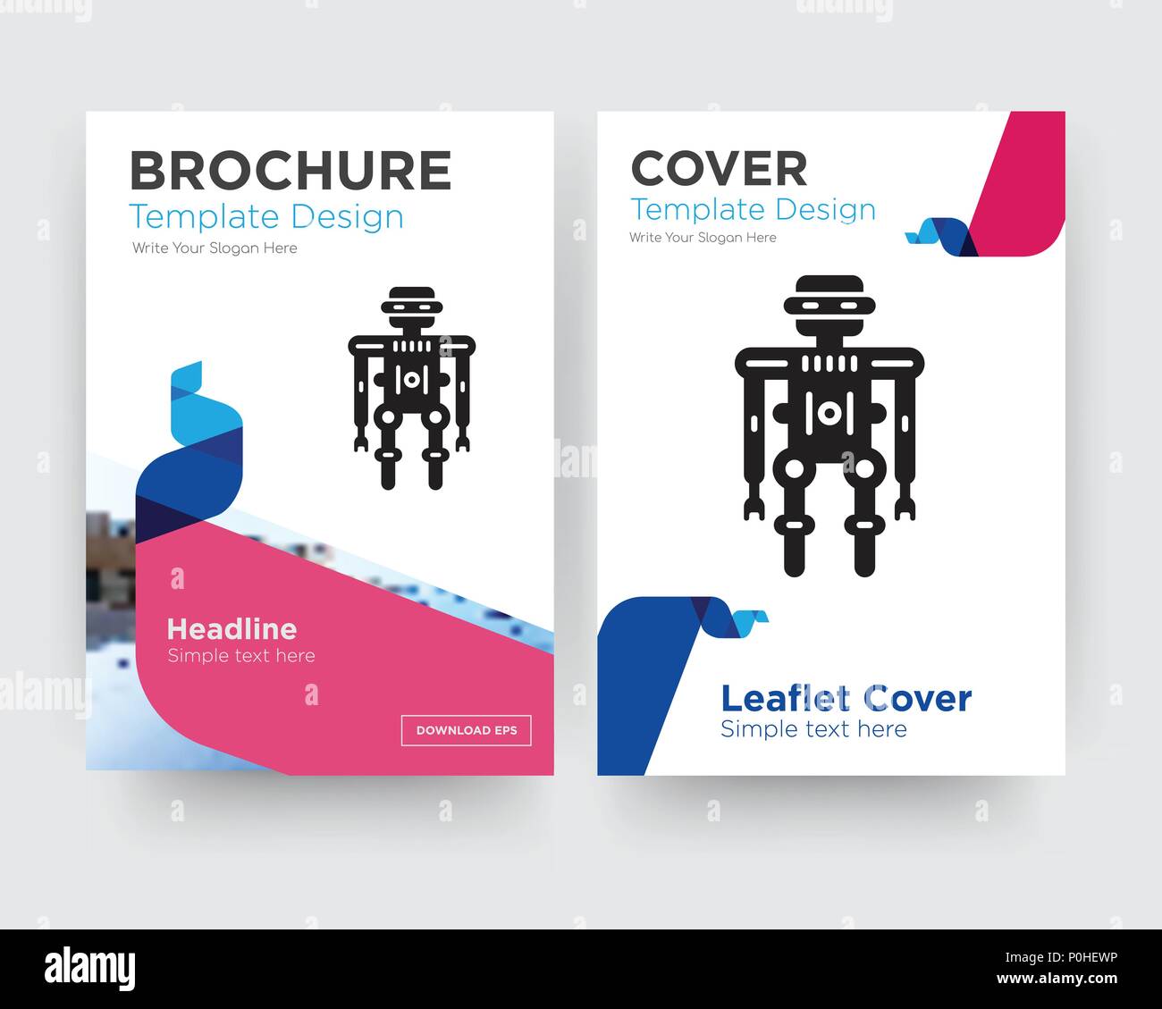 Robot brochure flyer design template with abstract photo background ...