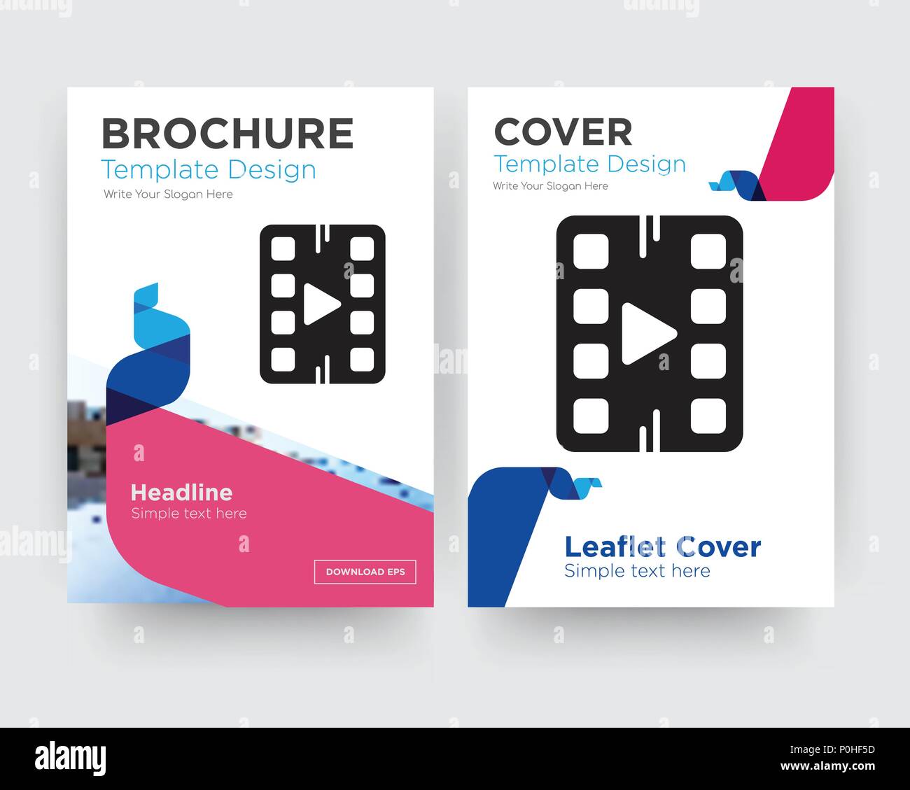 Video player brochure flyer design template with abstract photo ...