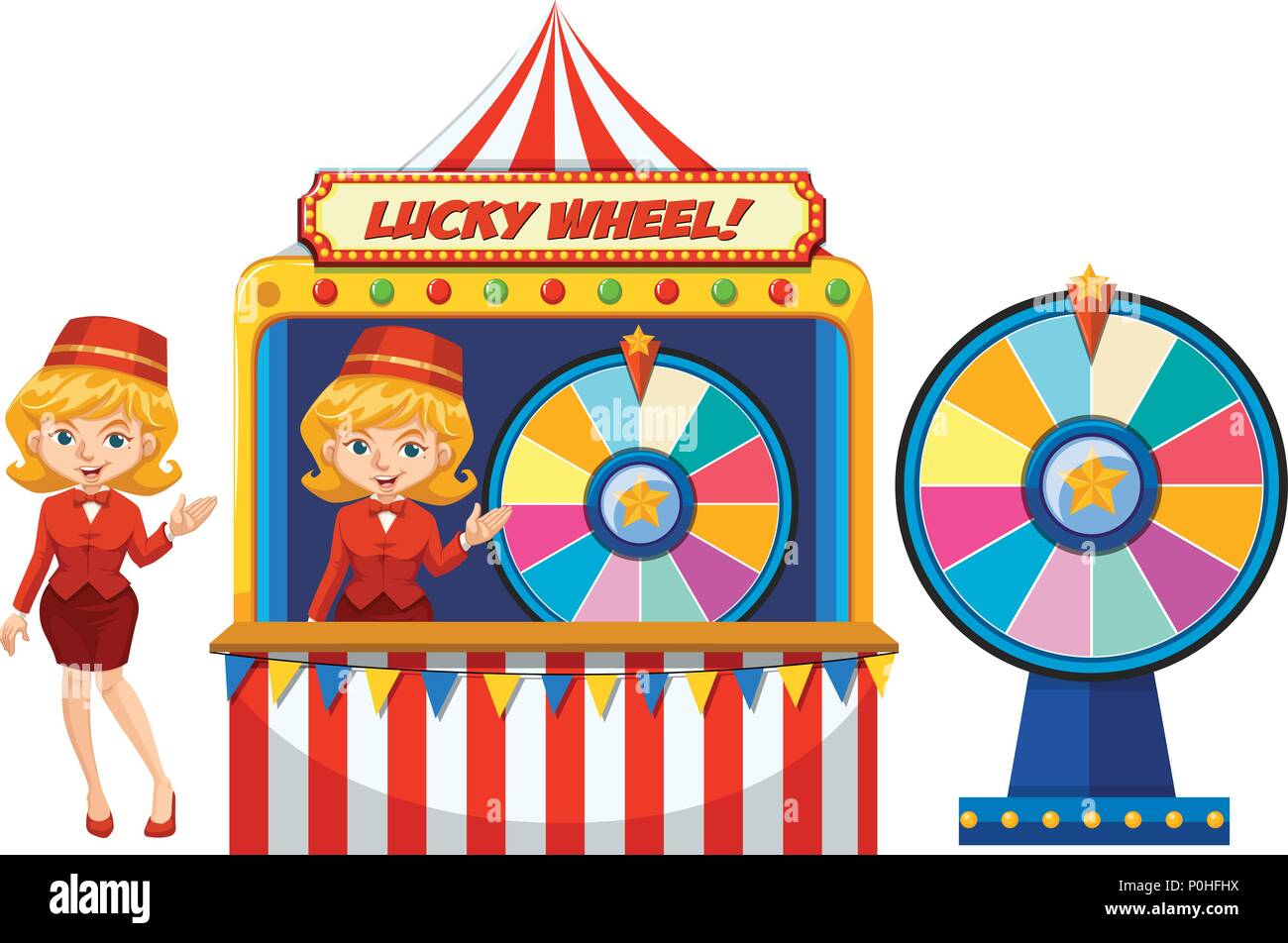 A Beautiful Lady and Lucky Wheel illustration Stock Vector Image & Art ...