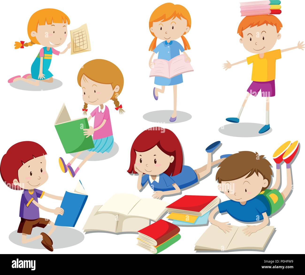 A Set of Kids Reading Book illustration Stock Vector Image & Art - Alamy