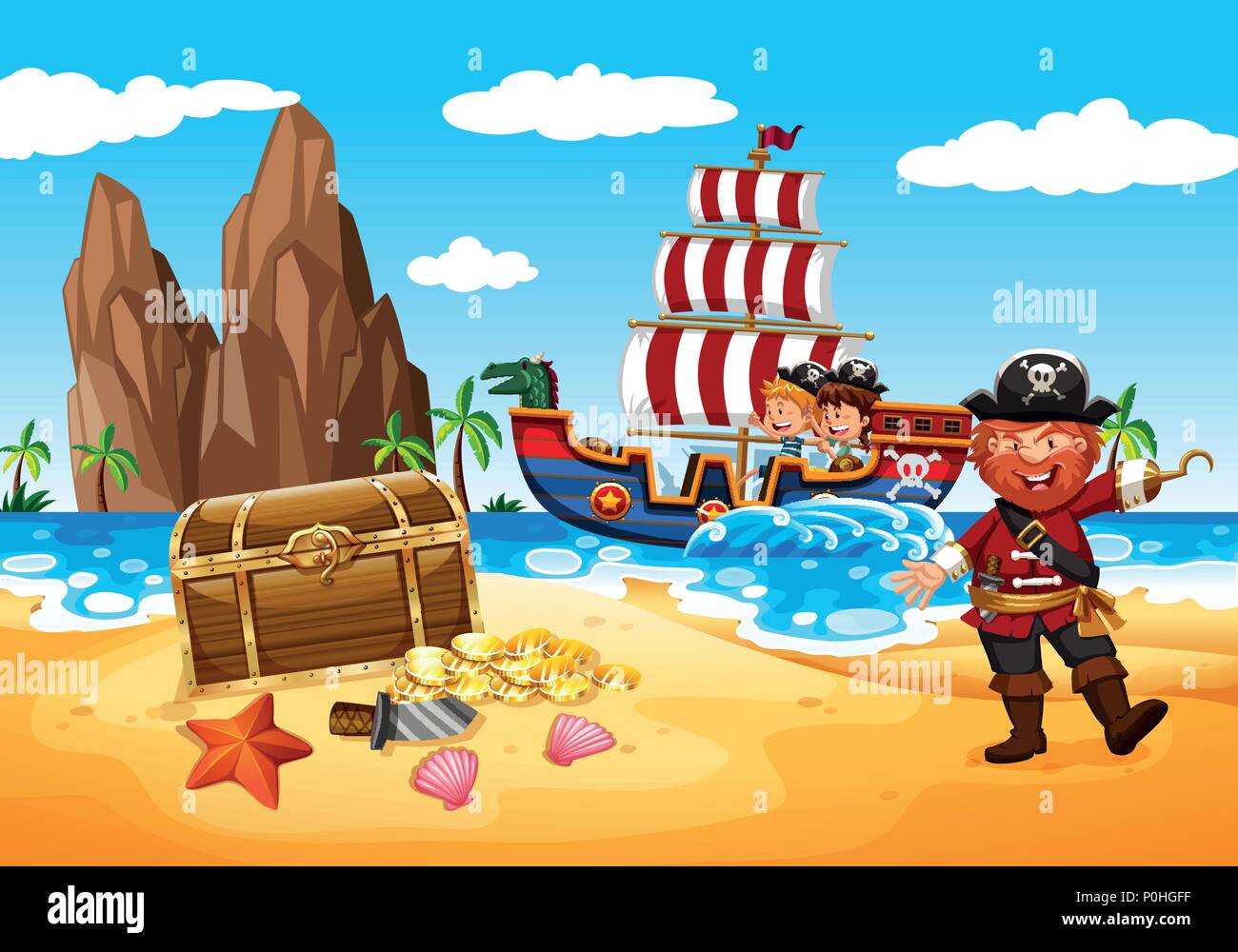 Happy cartoon pirate boy sword hi-res stock photography and images - Alamy