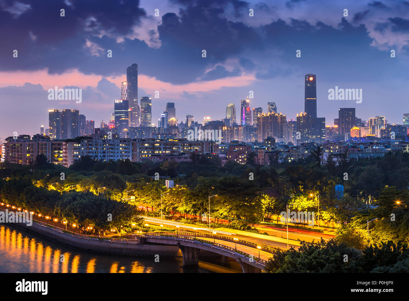 Guangdong province night sky and night sky blue hi-res stock ...