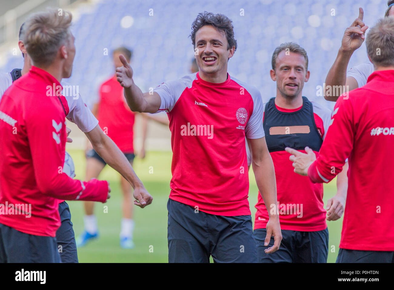 Brondby, Denmark - June 8, 2018. Thomas Delaney of the Danish national ...