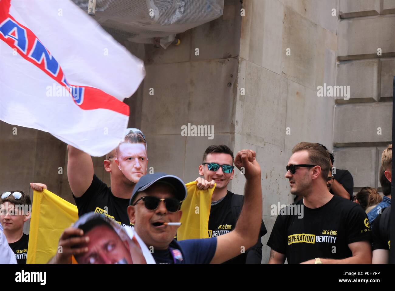 London, UK. 9th June 2018. Free Tommy Robinson March in London, UK with ...