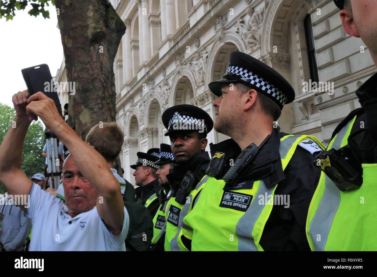 London, UK. 9th June 2018. Free Tommy Robinson March in London, UK with ...