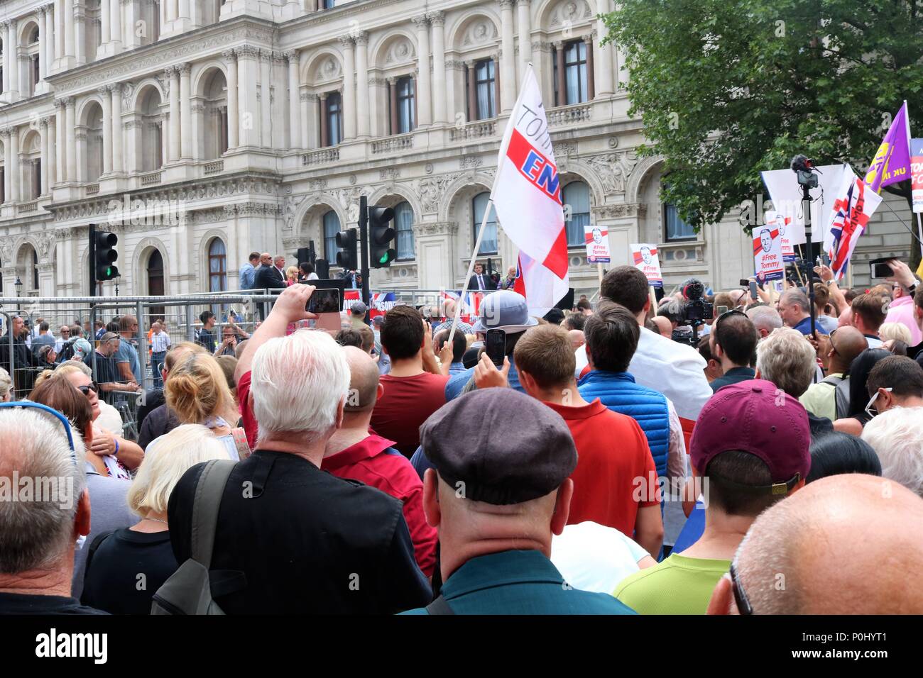 London, UK. 9th June 2018. Free Tommy Robinson March in London, UK with ...