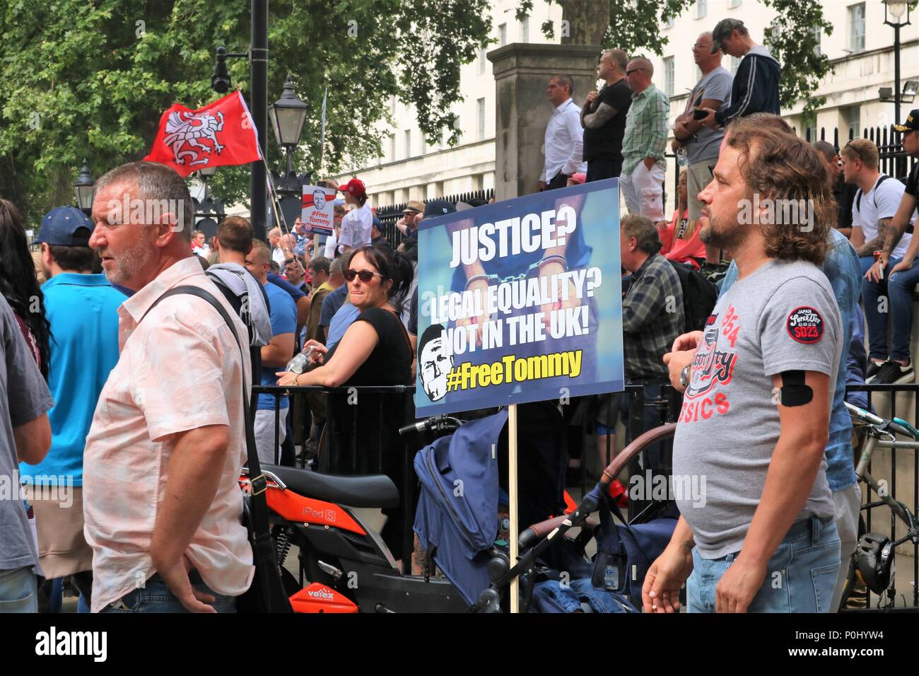 London, UK. 9th June 2018. Free Tommy Robinson March in London, UK with ...