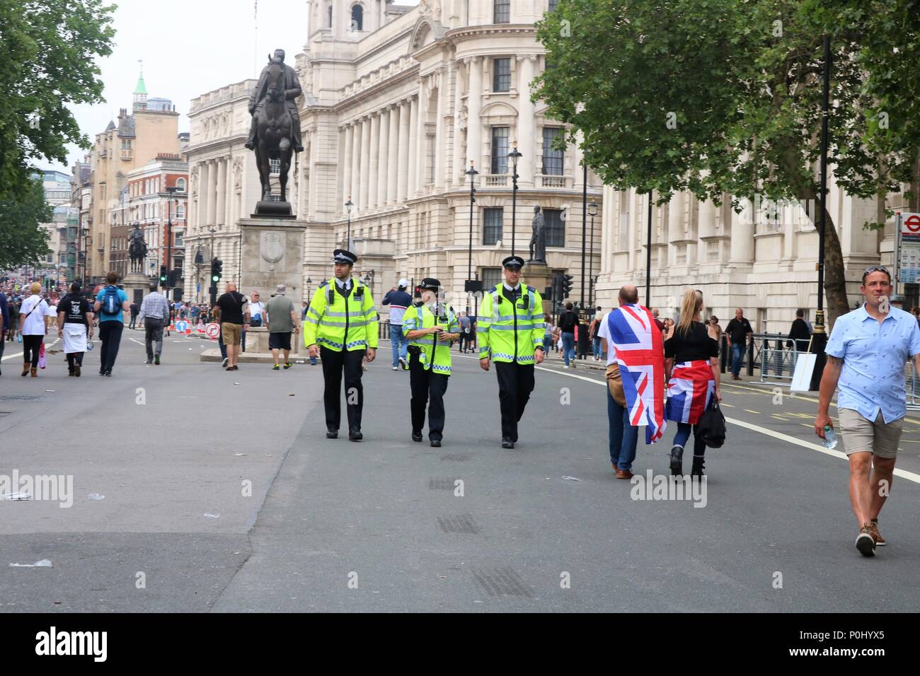 London, UK. 9th June 2018. Free Tommy Robinson March in London, UK with ...