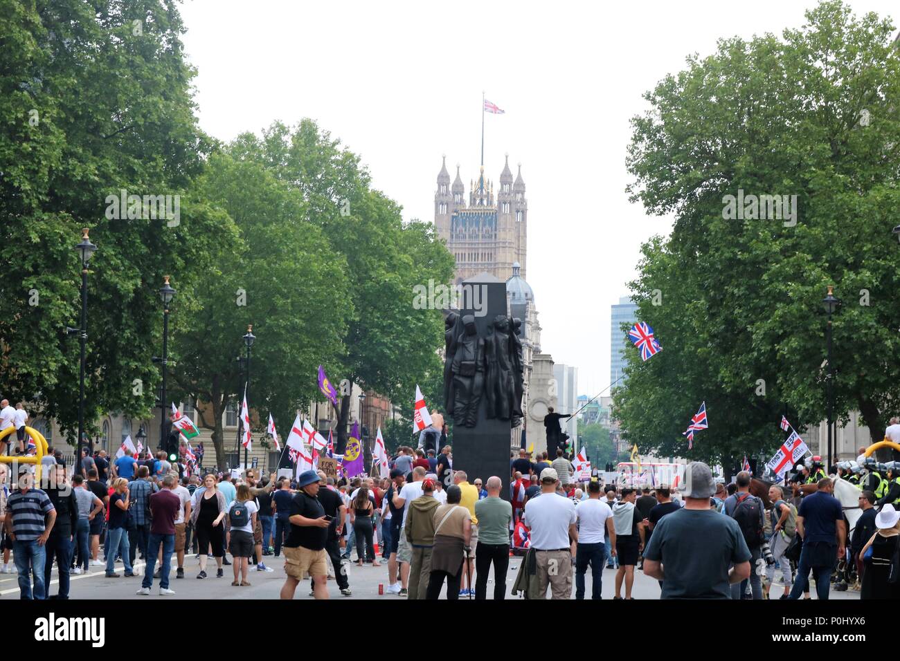 London, UK. 9th June 2018. Free Tommy Robinson March in London, UK with ...