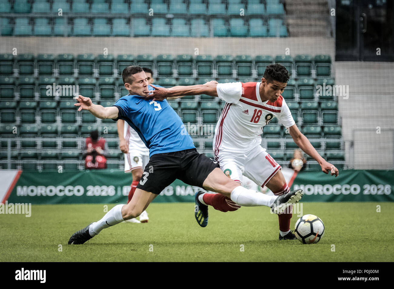 Tallinn, Estonia. 9th June, 2018. Amine Harit (18) of Morocco on attack ...