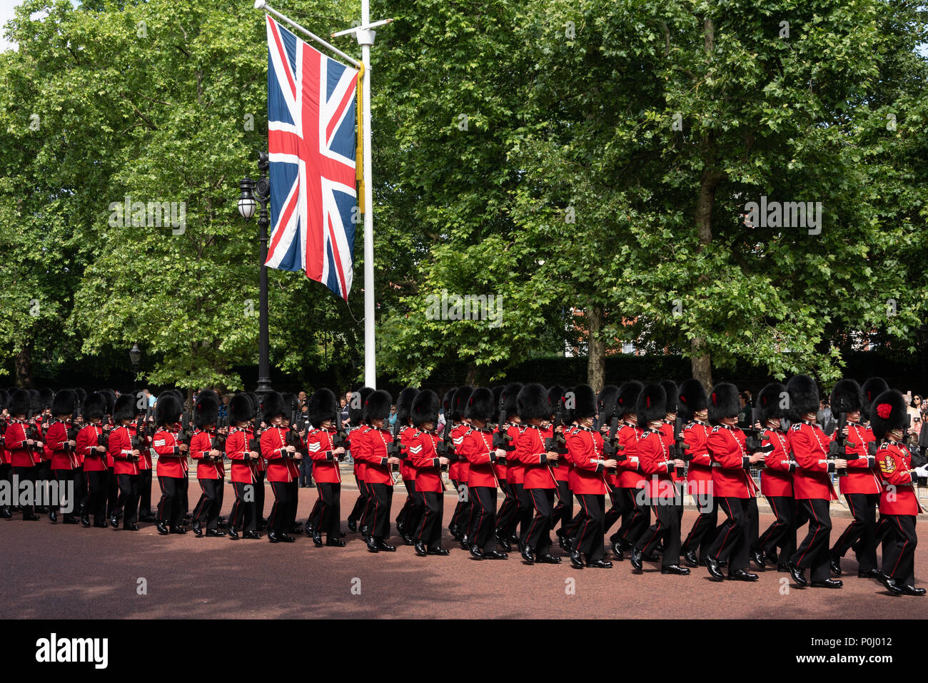 London, UK. 9th June 2018. Trooping The Colour. Coldstream Guards ...