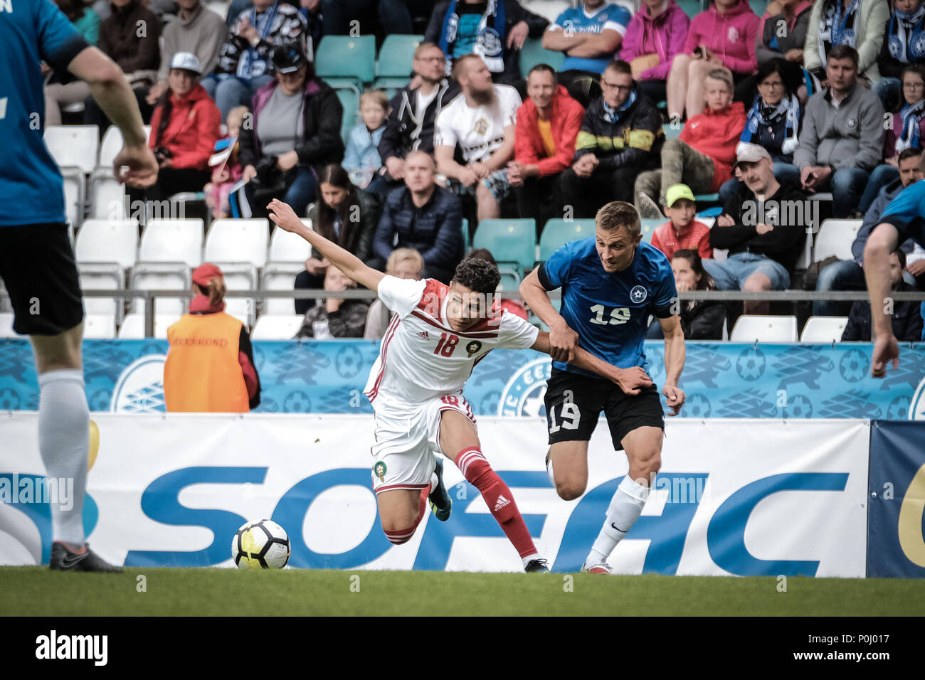 Tallinn, Estonia. 9th June, 2018. Amine Harit (18) of Morocco on attack ...