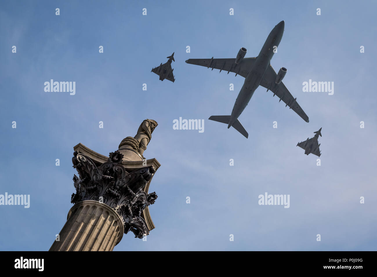 London, UK. 9th June 2018. Royal fly-past as part of Trooping the ...
