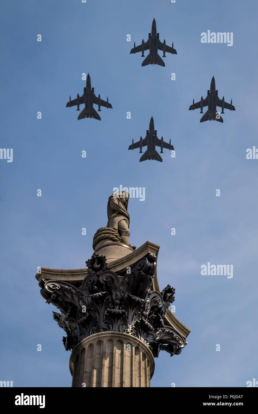 London, UK. 9th June 2018. Royal fly-past as part of Trooping the ...