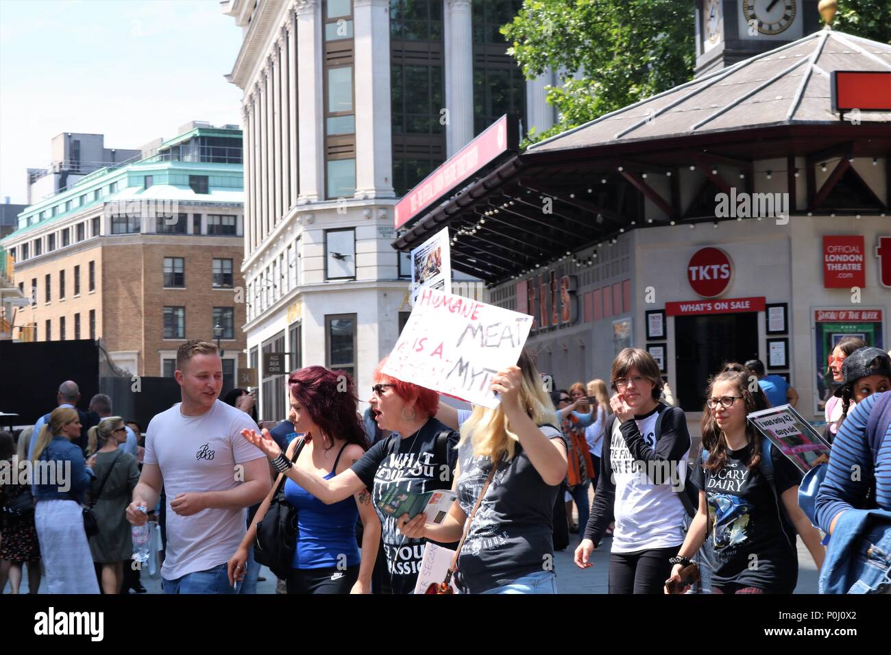 London, UK. 9th June 2018. Small protest march at Leicester Square ...