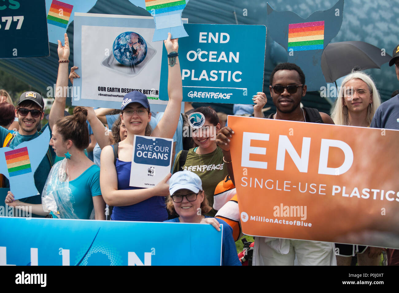 Washington DC, USA. 9th June 2018. People hold signs during the March ...