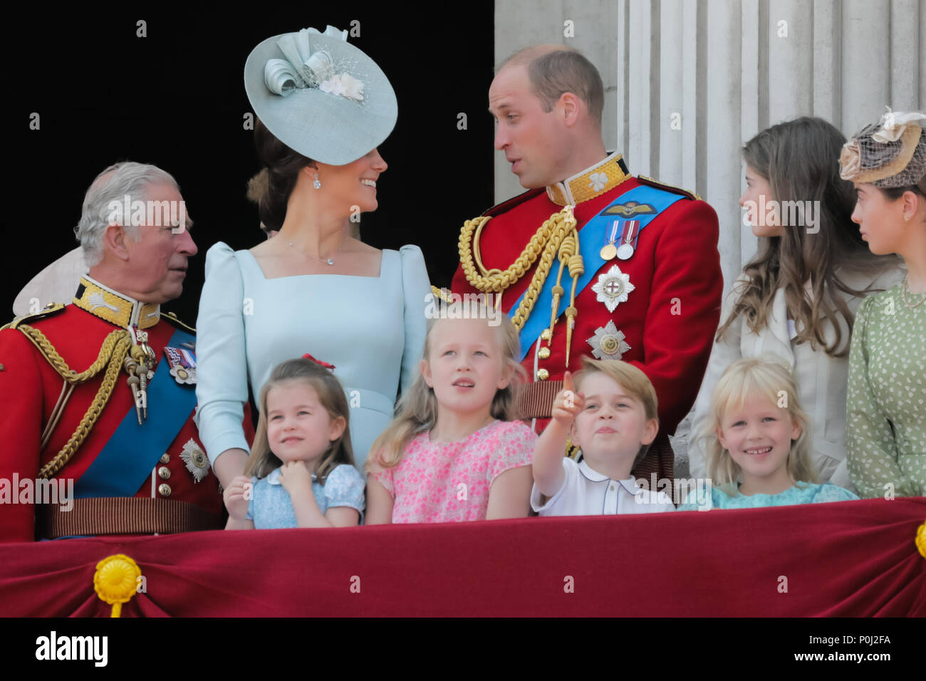 London, UK. 9th June 2018. Excited young Royals, L-R; Princess ...