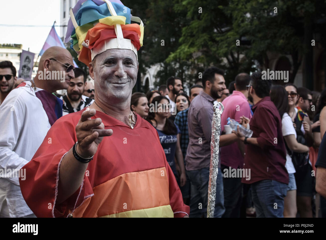 Athens, Greece. 9th June, 2018. A participate seen at the pride ...