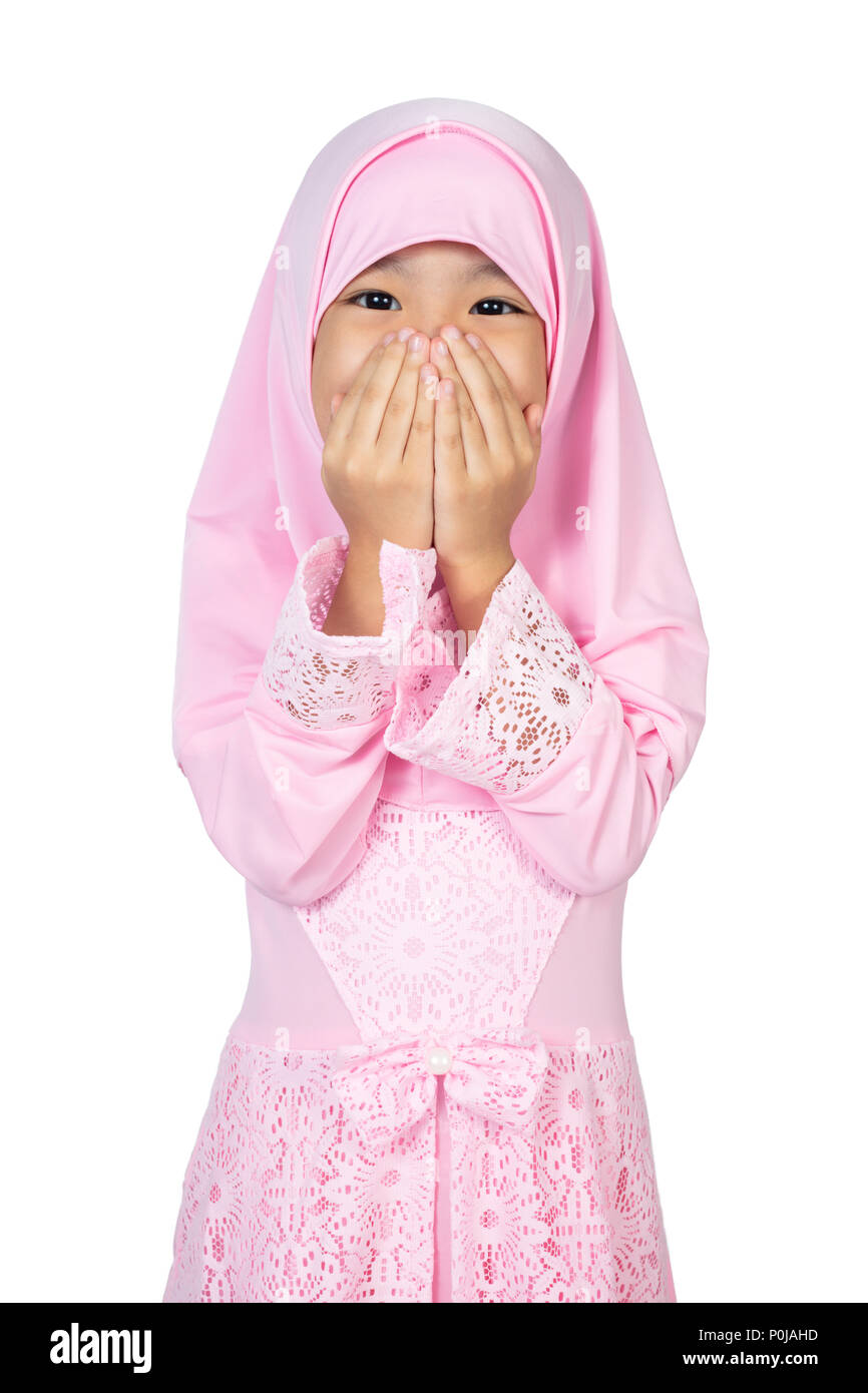 Asian Little Chinese Girl wearing traditional Malay costume in isolated ...