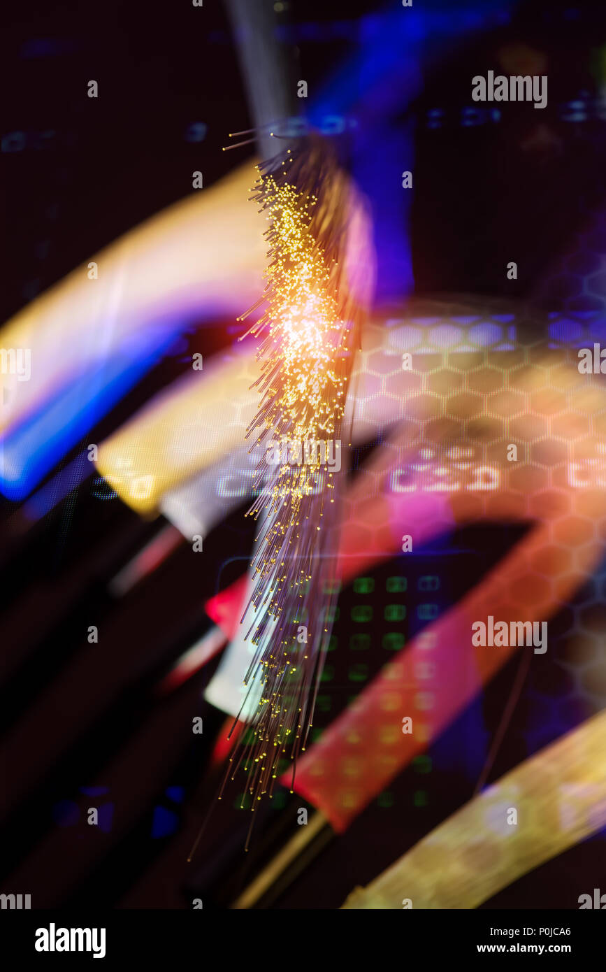 fiber optic network line cable background Stock Photo - Alamy