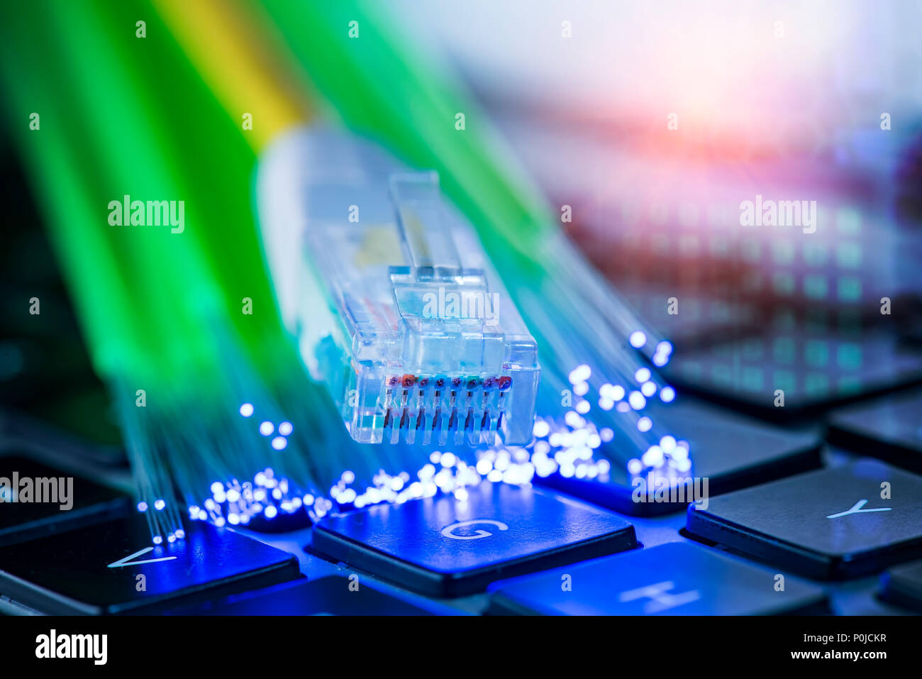 network cable closeup with fiber optical background Stock Photo - Alamy