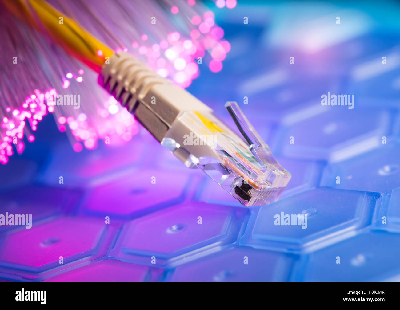 network cable closeup with fiber optical background Stock Photo - Alamy