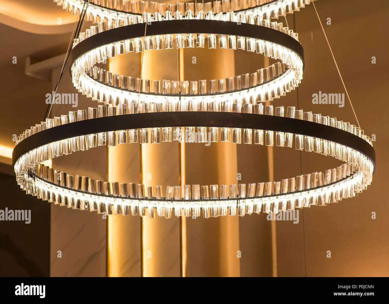 Ceiling inside shopping mall decorated with round lamps Stock Photo - Alamy