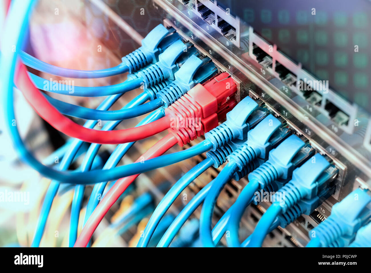 ethernet cable on network switches background Stock Photo - Alamy