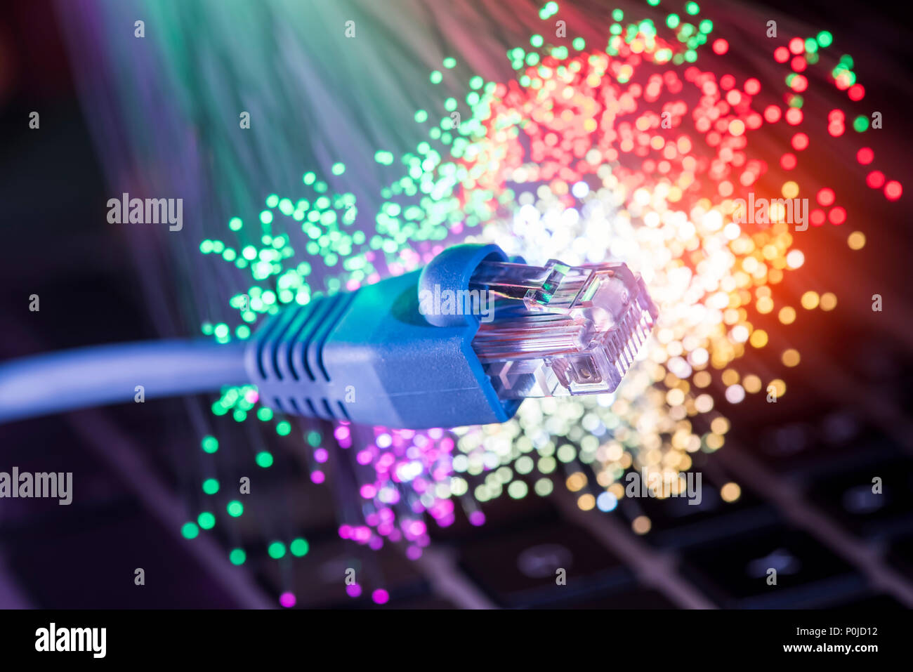 network cable closeup with fiber optical background Stock Photo - Alamy