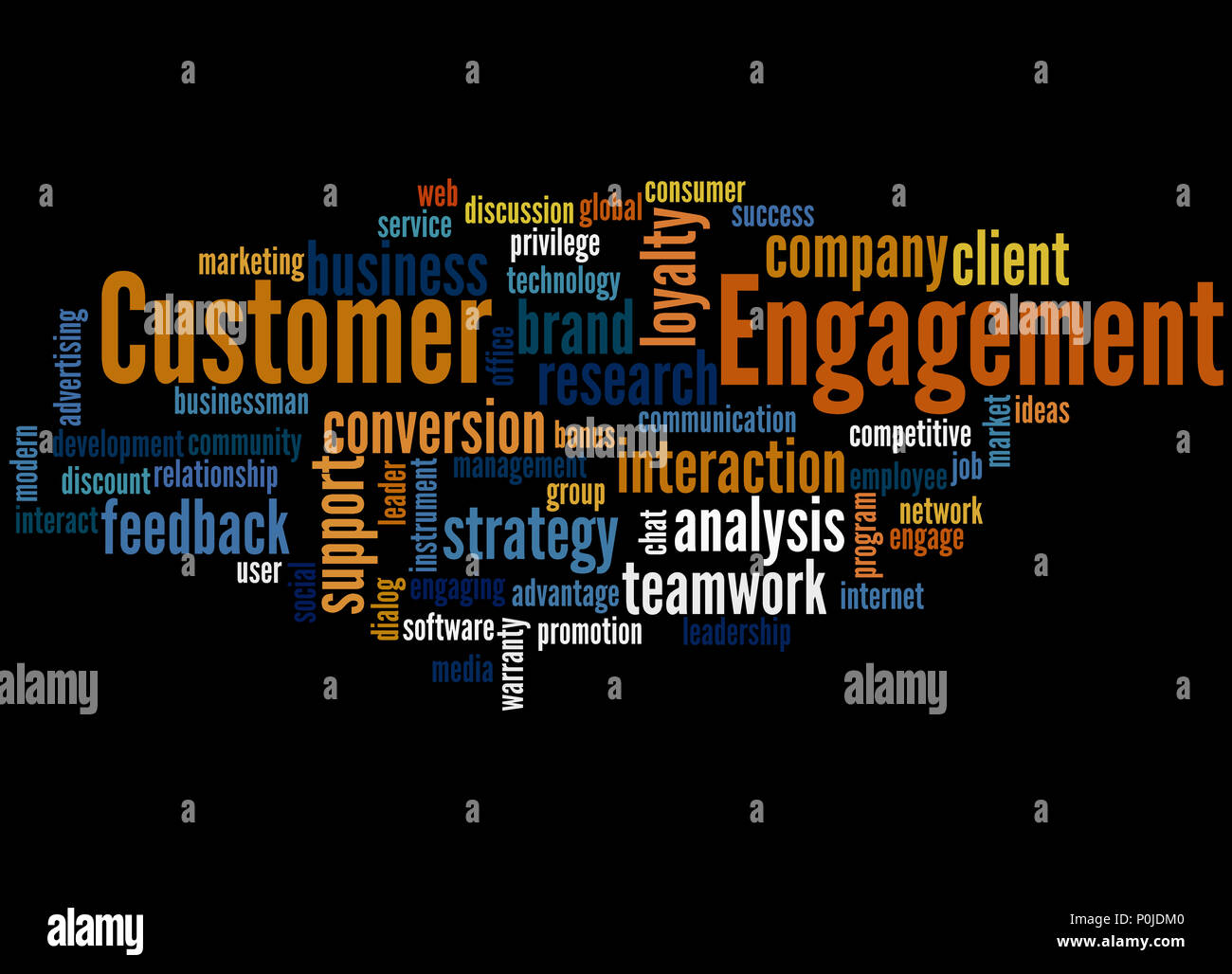 Customer engagement, word cloud concept on black background Stock Photo ...