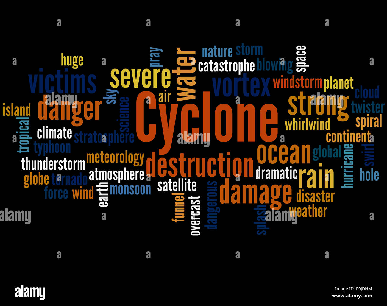 Cyclone, word cloud concept on black background Stock Photo - Alamy