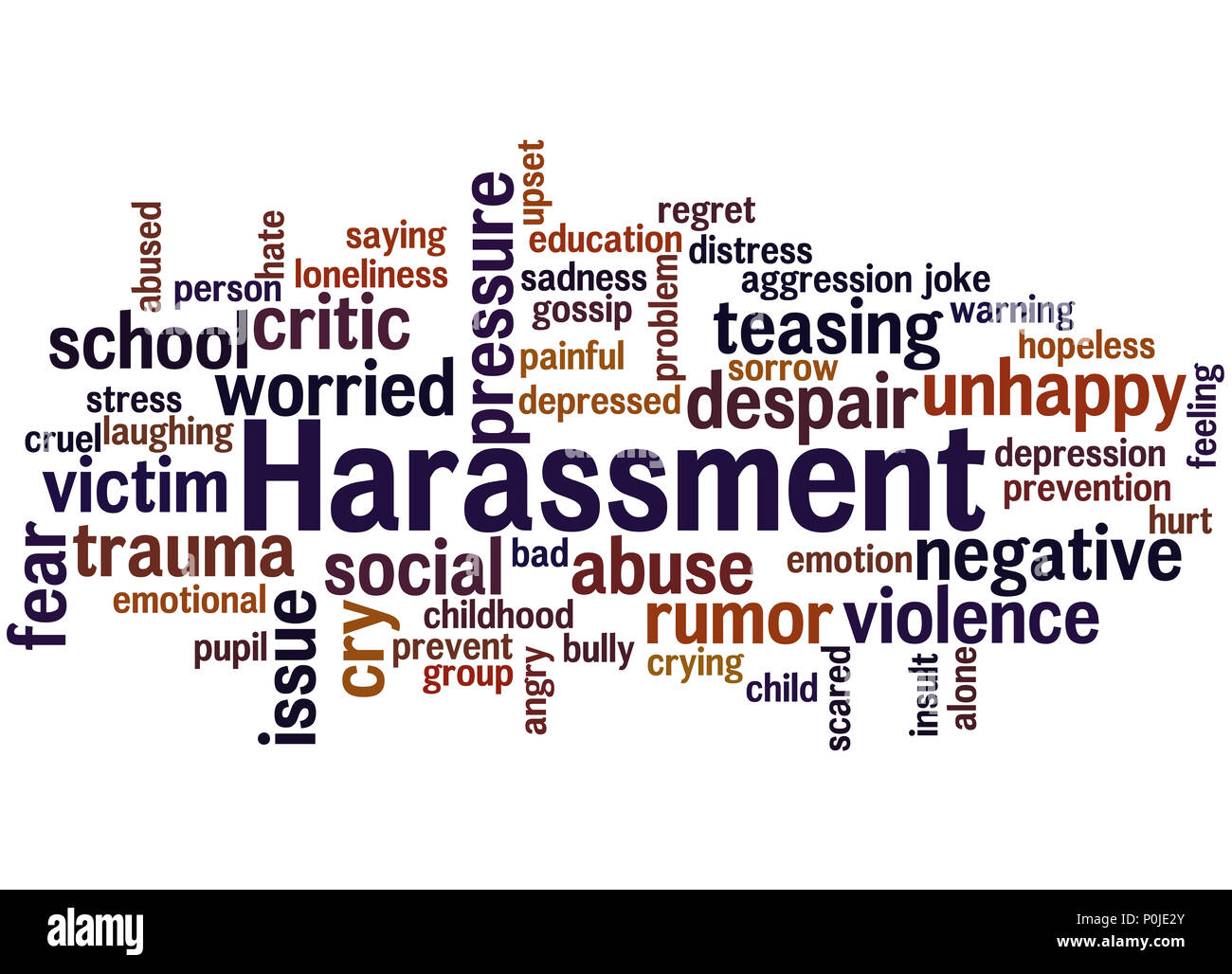 Harassment, word cloud concept on white background Stock Photo - Alamy