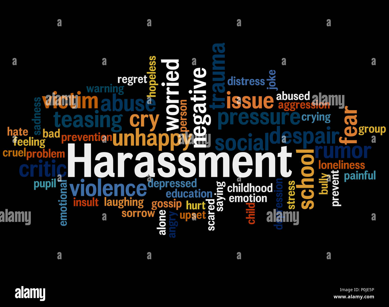 Harassment, word cloud concept on black background Stock Photo - Alamy