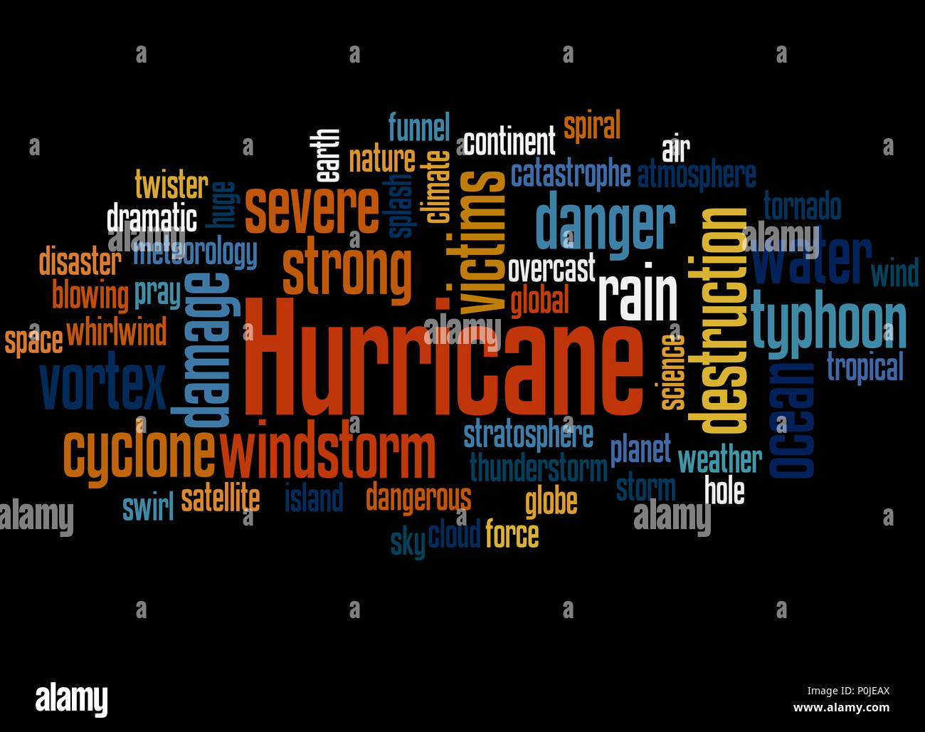 Hurricane, word cloud concept on black background Stock Photo - Alamy