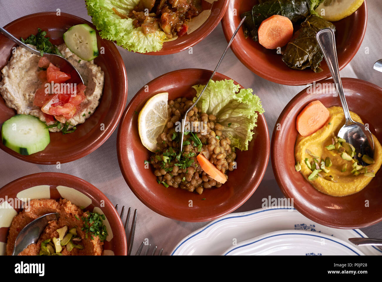 Assorted middle east mezze Stock Photo - Alamy