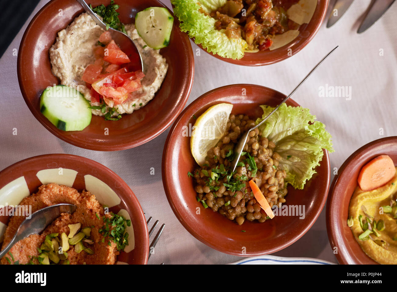 Assorted middle east mezze Stock Photo - Alamy