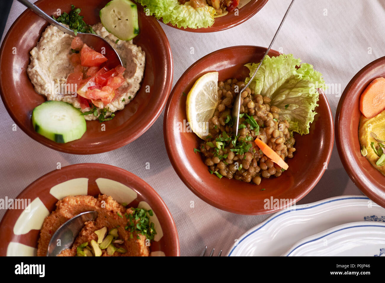Assorted middle east mezze Stock Photo - Alamy