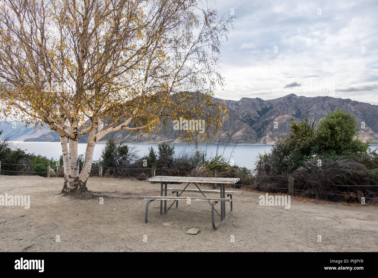 Lake Hawea viewpoint, located in the Otago Region of New Zealand Stock ...