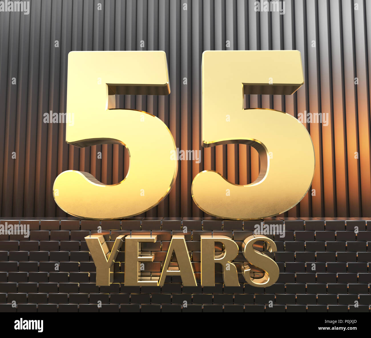 Golden number fifty five (number 55) and the word "years" against the ...