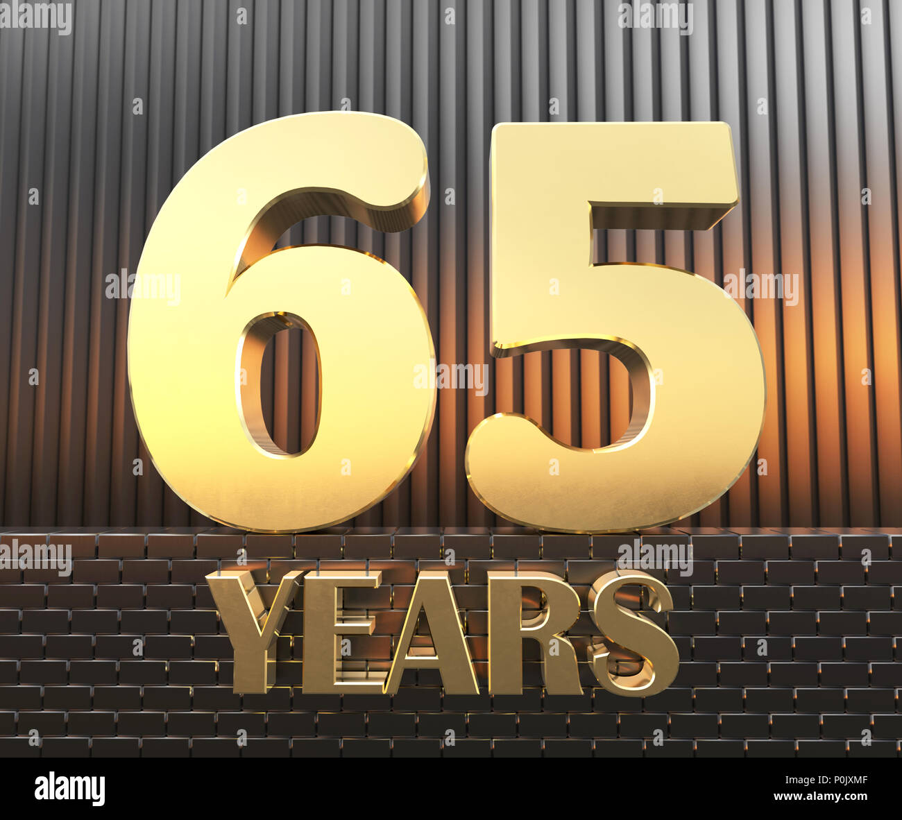 Golden number sixty five (number 65) and the word "years" against the ...